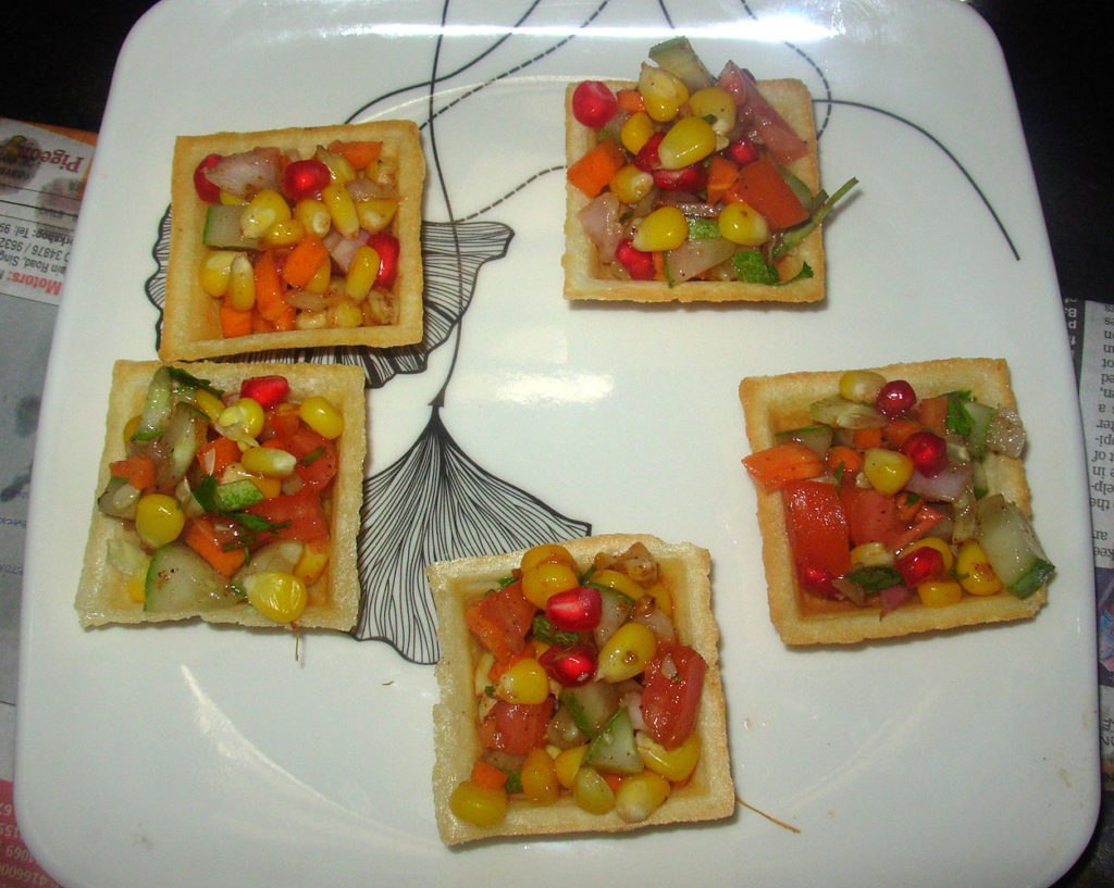 CORN CANAPES / CORN SEV CANAPES / INDIAN CANAPES RECIPE | Cook With Smile