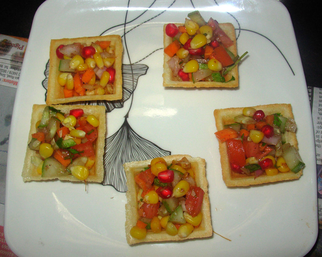 CORN CANAPES / CORN SEV CANAPES / INDIAN CANAPES RECIPE | Cook With Smile