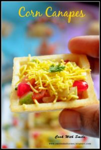CORN CANAPES / CORN SEV CANAPES / INDIAN CANAPES RECIPE | Cook With Smile