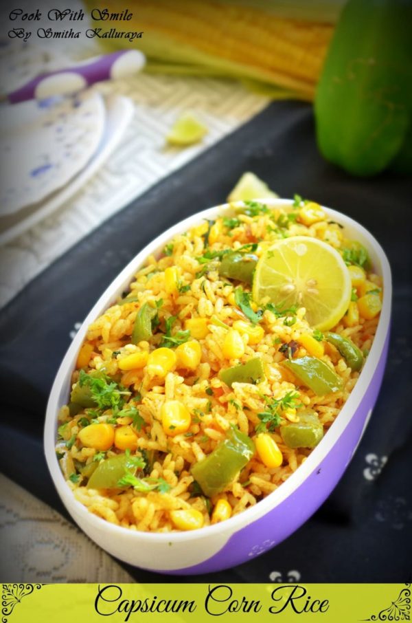 CAPSICUM CORN RICE / CAPSICUM CORN BATH RECIPE | Cook With Smile