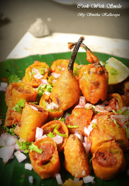 STUFFED CHILLI BAJJI RECIPE / ANDHRA CUT MIRCHI BAJJI /MIRAPAKAYA BAJJI ...