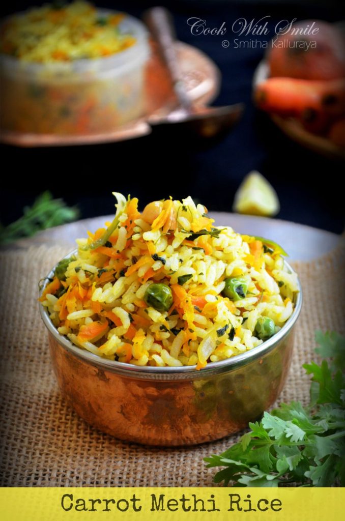 CARROT METHI RICE / CARROT RICE RECIPE - EASY LUNCH BOX RECIPES ...