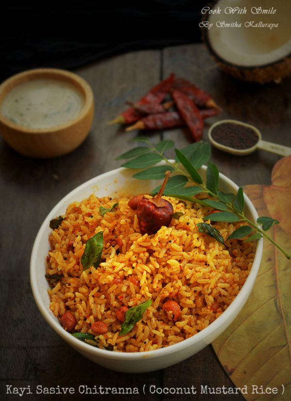 KAYI SASIVE CHITRANNA / COCONUT MUSTARD RICE RECIPE - Cook with Smile