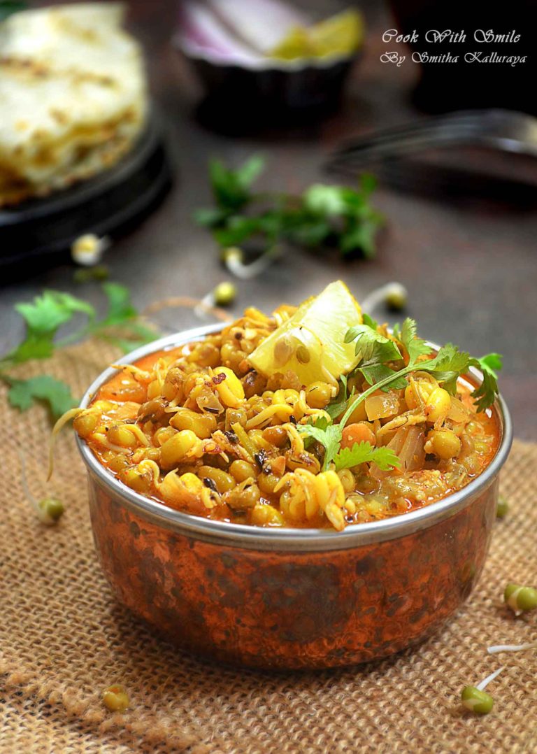 SPROUTS CURRY RECIPE / MOONG SPROUTS SUBZI / MOONG USAL RECIPE - Cook ...