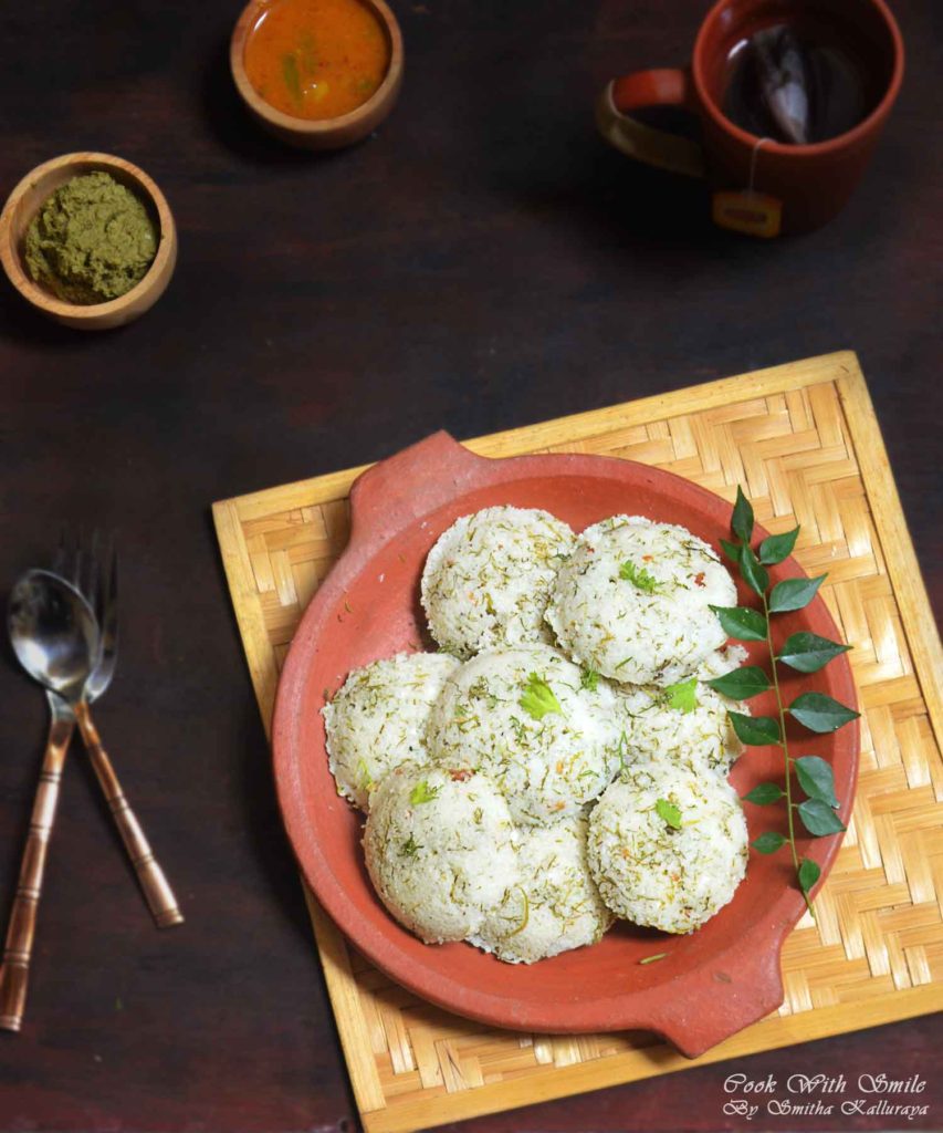 DILL LEAVES IDLI RECIPE / SABSIGE SOPPU IDLI - Cook with Smile