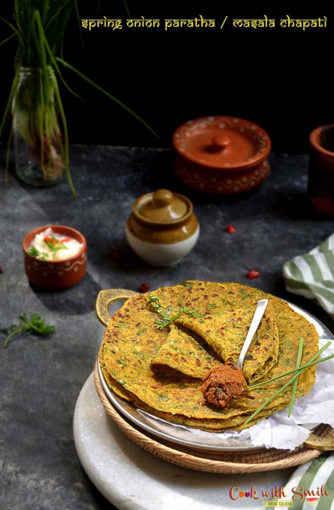 SPRING ONION PARATHA RECIPE / MASALA CHAPATI - Cook with Smile