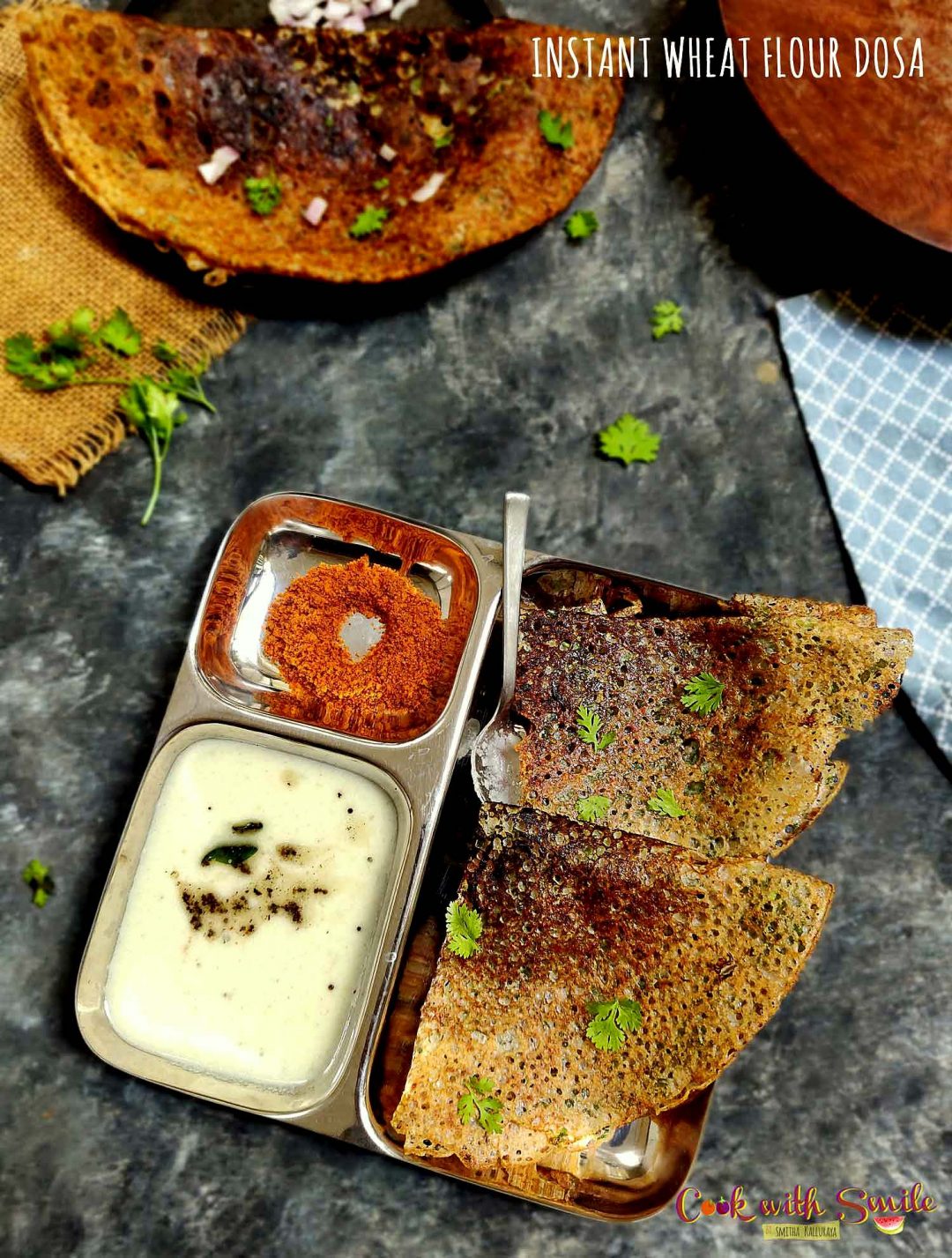 INSTANT WHEAT DOSA RECIPE / GODHI DOSE / GODHUMA DOSA - Cook with Smile