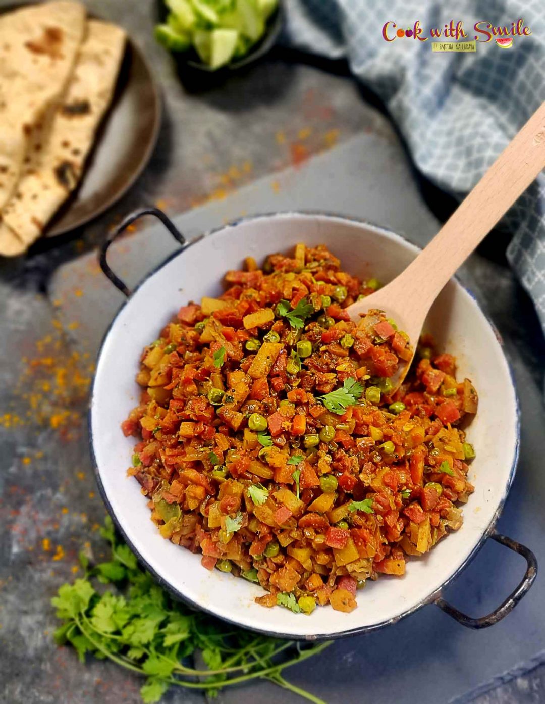 GAJAR MATAR SABZI RECIPE / INDIAN CARROT PEAS SABJI - Cook with Smile