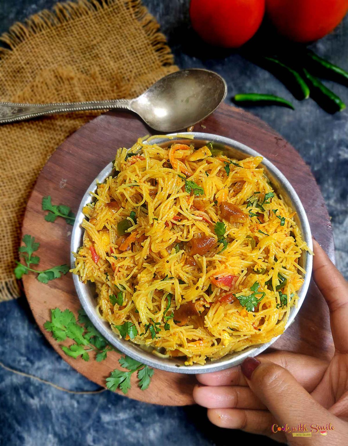 TOMATO SEVAI RECIPE / INSTANT SHAVIGE TOMATO BATH / VERMICELLI TOMATO ...