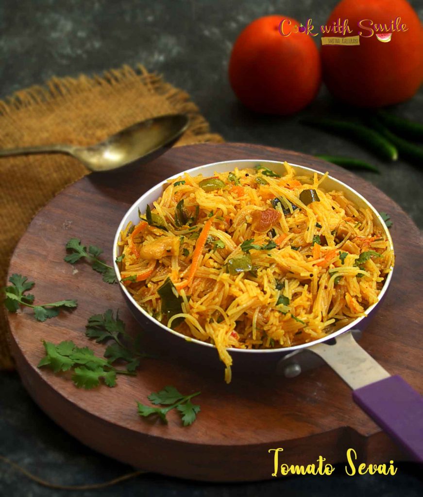 TOMATO SEVAI RECIPE / INSTANT SHAVIGE TOMATO BATH / VERMICELLI TOMATO ...