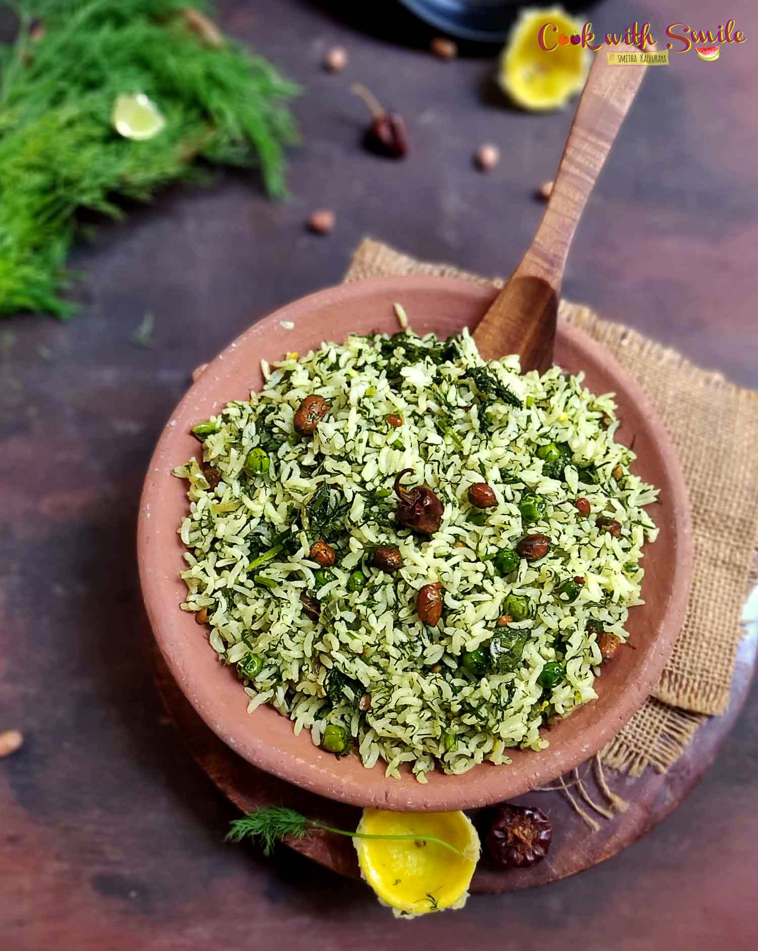 SABSIGE SOPPU CHITRANNA / DILL LEAVES RICE RECIPE - Cook with Smile