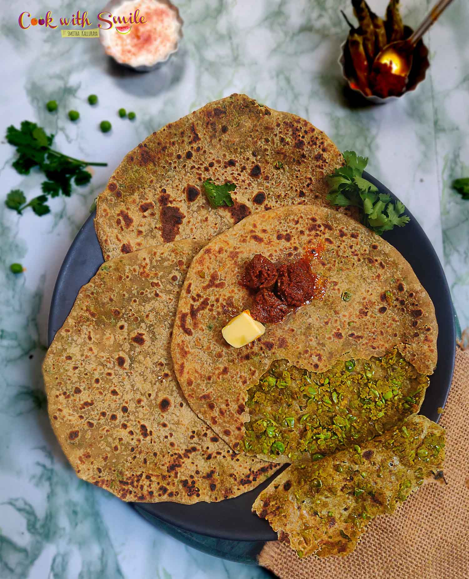 PEAS PARATHA RECIPE / MATAR PARATHA RECIPE - Cook with Smile