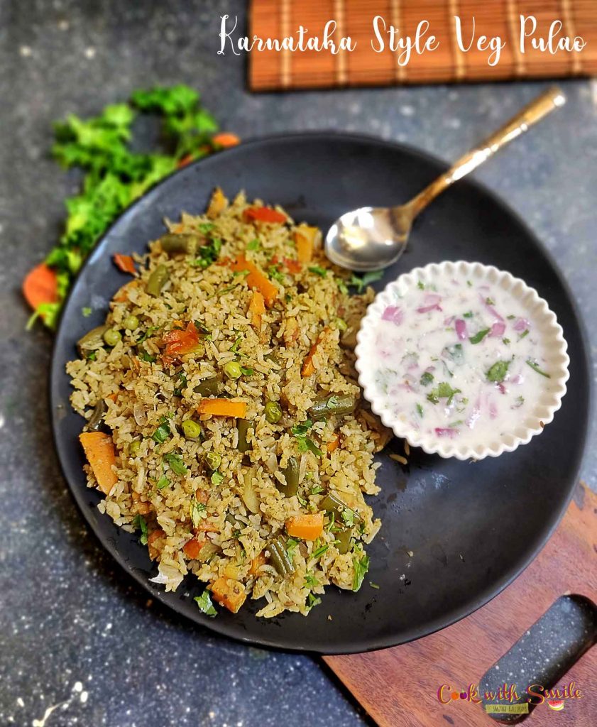 RICE BATH RECIPE / KARNATAKA STYLE VEG PULAO RECIPE - Cook with Smile