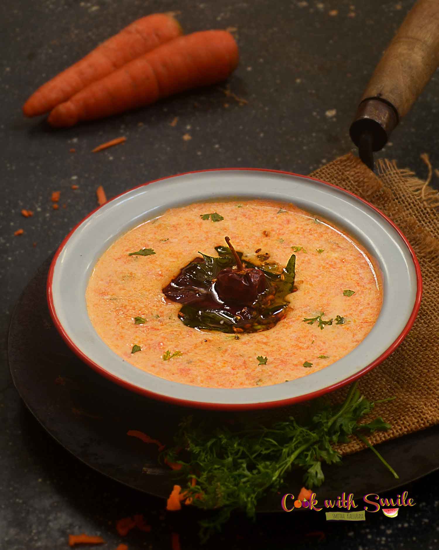 CARROT RAITA RECIPE/ CARROT MOSARU GOJJU / GAJAR KA RAITA - Cook with Smile