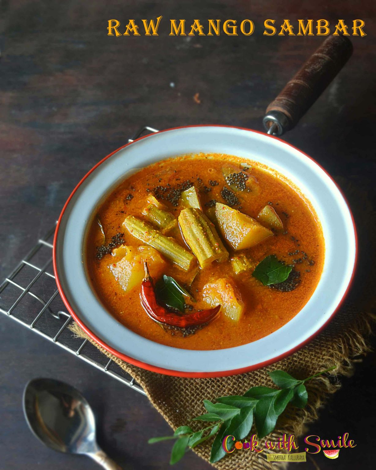 RAW MANGO SAMBAR RECIPE / DRUMSTICK MANGO SAMBAR - Cook with Smile