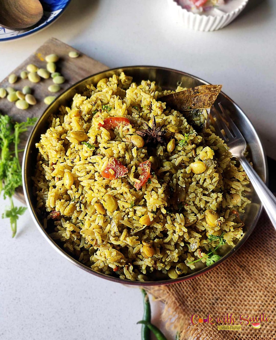 AVAREKALU RICE BATH RECIPE | AVAREKALU PULAO RECIPE - Cook with Smile