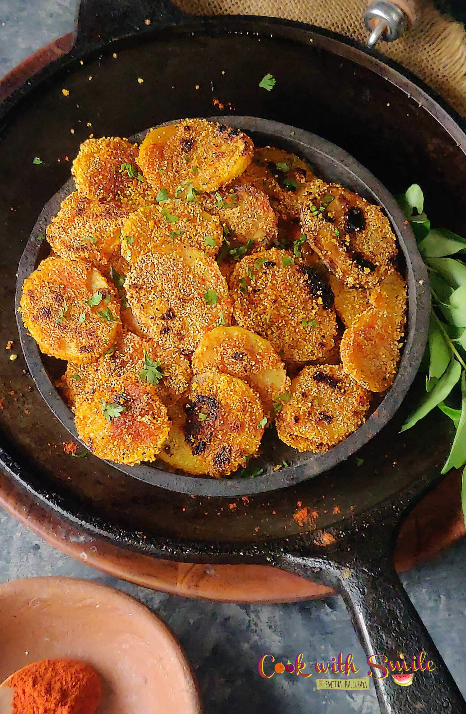 ALOO TAWA FRY RECIPE | POTATO TAWA FRY - ALOO RAVA FRY - Cook with Smile